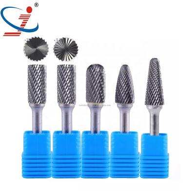 China Free Sample Rotari Power Tool Parts 6mm Tree Shape Double Cut End Grinding Die Grinder Bits Tungsten Rotary File Carbide Burr for sale