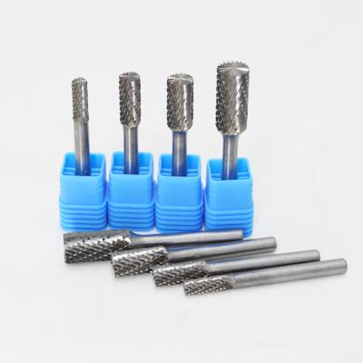 China 3x6mm Sharpening Double Cut Abrasive Burr Grinder Bits Tungsten Carbide Cylinder Flat End Carbide Burs for sale