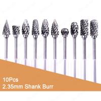 China 10pcs 3 mm Head Diameter 1/8 Shank Tungsten Carbide Rotary Burr Set for Metal Polishing and Woodworking for sale