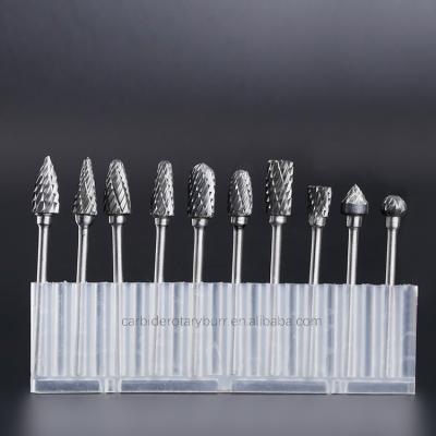 China 10pcs 3mm Shank Double Cut Tungsten Carbide Rotary Burr Set for Metal Polishing and Drilling for sale