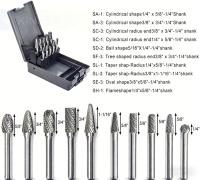 China Metal Tools Solid Carbide Burr Set, 10 Pcs Double Cut Tungsten Carbide Rotary Burr Set, 1/4 Inch Shank Die Grinder Bits for sale