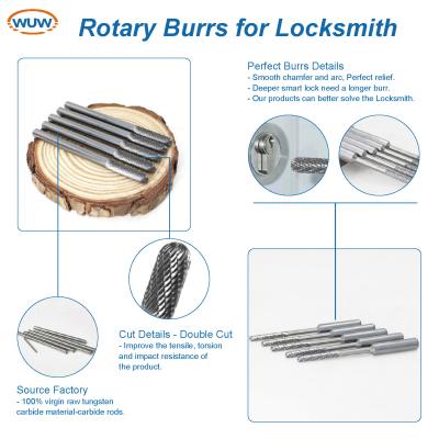 China 150mm Long Shank Tungsten Carbide Rotary Burrs for Deep Lock Hole Processing with Extra Long Carbide Die Grinder Bits for sale