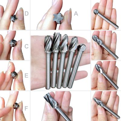 China Multi-shape Aluminum Tooth Rotary Burr Set 1/4