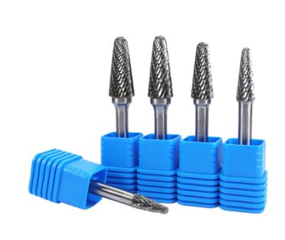 China Silver 6mm Double Cut Tree Shape With Radius End Grinding Die Grinder Bits Carbide Rotary Burr for sale