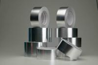 China 50 Micron Aluminum Foil Adhesive Tape with 75 N/25mm Tensile Strength for HVAC Duct Sealing for sale