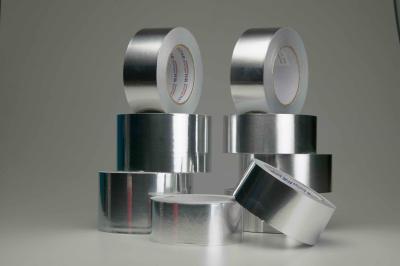 China 50 Micron Aluminum Foil Adhesive Tape with 75 N/25mm Tensile Strength for HVAC Duct Sealing for sale