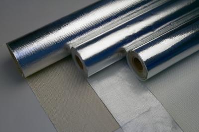 China Heat Reflection Aluminum Foil Fiberglass Cloth - 0.018mm Foil, 160 gsm, UL 723 & BS 476 Fire Rated for sale