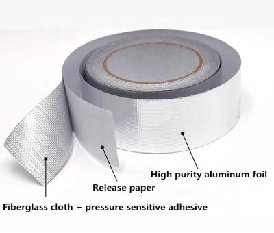 China Laminated Aluminum Foil Glass Cloth Tape with 0.19mm Thickness and -30°C to +120°C Temperature Range for HVAC Insulation for sale