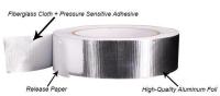 China Self Adhesive Aluminum Foil Glass Cloth Tape for Cold Weather HVAC - 180 Micron Thickness, -30°C to +120°C Temperature Range for sale