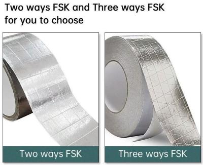 China HVAC Aluminum FSK Adhesive Tape 0.15mm Thickness with 135g/m² Adhesive Weight for HVAC Duct Sealing for sale