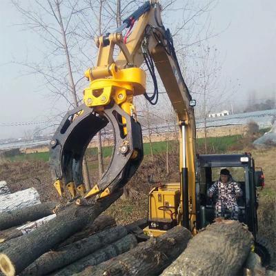 China Control Mini Excavator Hydraulic Mechanical Log Rotating Grapple Hydraulic Wood Grabber for sale