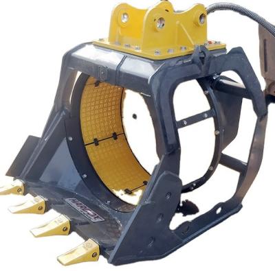 China Customized Max Jaw Opening 6t Excavator Rotary Sand Screen Bucket for Stone Screening for sale