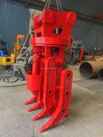 China Wood Transportaion 410 Excavator Hydraulic Hooker Clamp 360 Degree 3 2 Rotary Grabber for sale