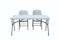 China White Blow Moulded Portable Plastic Folding Table Chair Outdoor Stable 8ft  240cm for sale