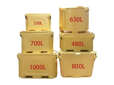 China Rotomolded Cooler Box with High Density PU Foam, Folk Lift Feet, and Ice Detention Time 3 to 5 Days for Seafood Processing for sale