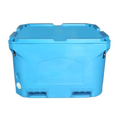 China Heavy Duty 660L Rotomolded Cooler Box with 50mm PU Foam and Folk Lift Bottom for Fish Transportation for sale