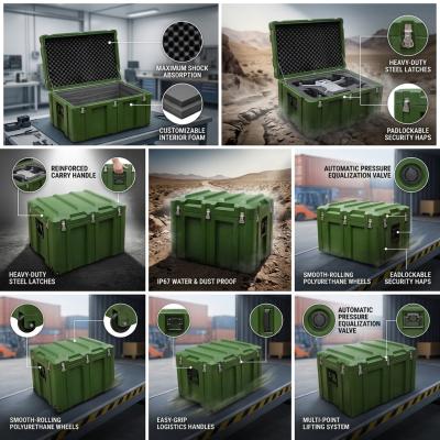 China IP67 Waterproof Rotomolded Tool Box EPDM Sealed Gasket LLDPE Portable Equipment Storage for Marine Outdoor Field Service for sale