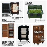China Heavy-Duty Catering Box 105L Reinforced Rotomolded Insulated Food Carrier with Forklift Base Marine Grade for sale