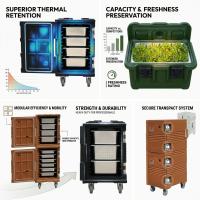 China Front-Loading Insulated Food Carrier 110L Mobile Catering Transport Box with Casters GN Pan Compatible for sale