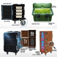 China Front-Loading Insulated Food Carrier 110L Mobile Catering Transport Box with Casters GN Pan Compatible for sale