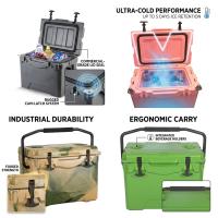 China Wheeled 80L Rotomolded Cooler Box Heavy Duty Ice Chest Long Ice Retention Towing Handle Fishing for sale