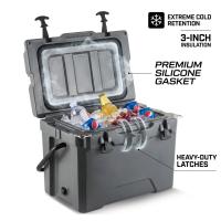 China Wheeled 80L Rotomolded Cooler Box Heavy Duty Ice Chest Long Ice Retention Towing Handle Fishing for sale