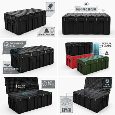China Heavy Duty 1500mm Rotomolded Tool Box IP65 Waterproof Shockproof LLDPE Military Equipment Storage for sale