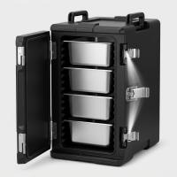 China Insulated Food Delivery Box 120L Commercial Hot Meal Transport Carrier PE Rotomolded GN Pan Cabinet 610x420x800mm for sale
