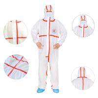 China Non Woven Protective Sms Hazmat Suit Lightweight Insulated Taped Disposable Overalls For Asbestos Removal for sale