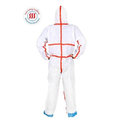 China Beekeeper SMS Type 5 6 White Coveralls Disposable With Hood Melt Tape for sale