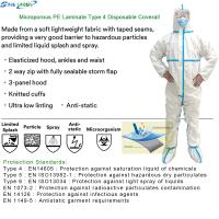 China Unisex Type 4 Disposable Coveralls Long Sleeve Full Body Protection Hospital Hazmat Suit for sale