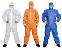China OEM EN 14126 Type 4 Microporous Disposable Coverall With Tape for sale
