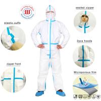 China Disinfect Bio Security Type 4 Disposable Coveralls 65g SF Microporous Suit For Men Women for sale