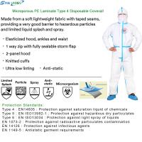 China Disinfect Bio Security Type 4 Disposable Coveralls 65g SF Microporous Suit For Men Women for sale