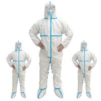 China Double Zip Custom White Disposable Coverall With Elastic Band Boots For Oil Mining for sale