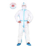 China Type 4 Taped White Disposable Coveralls Anti Virus Blood Microbe Liquid Permeation for sale