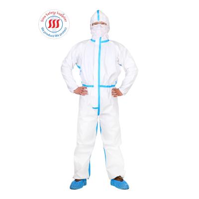 China Type 4 Taped White Disposable Coveralls Anti Virus Blood Microbe Liquid Permeation for sale