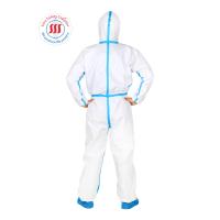 China Type 4 Taped White Disposable Coveralls Anti Virus Blood Microbe Liquid Permeation for sale
