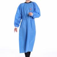 China Blue SMS PP PE Disposable Gown Waterproof AAMI Level 1 2 3 4 Dental Isolation Gown for sale