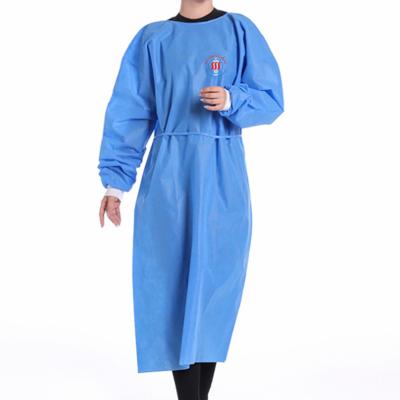 China Blue SMS PP PE Disposable Gown Waterproof AAMI Level 1 2 3 4 Dental Isolation Gown for sale
