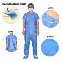 China 180gsm-220gsm Hospital Surgical Scrubs Non Sterile Two Pieces Disposable Doctor Gown for sale