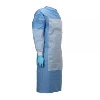 China Blue Ultrasonic Seam Non Woven SMS Isolation Gowns Medical Reinforced Surgical Gown for sale