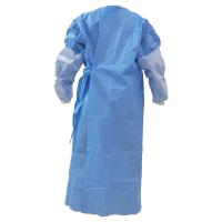 China Blue Ultrasonic Seam Non Woven SMS Isolation Gowns Medical Reinforced Surgical Gown for sale