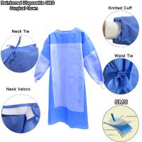 China Blue Ultrasonic Seam Non Woven SMS Isolation Gowns Medical Reinforced Surgical Gown for sale