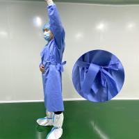 China Blue Knitted Cuff Disposable Surgical Gown Ultrasonic Seam SMS Nurse Surgical Gown for sale