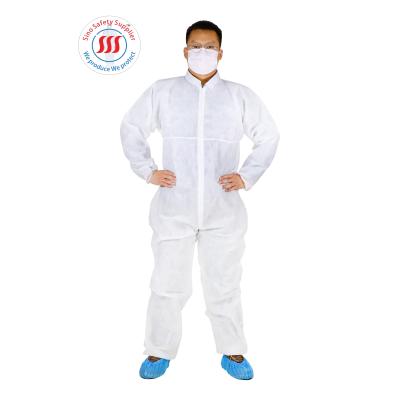 China Laboratory Disposable PP Non Woven Coverall With Collar For Cleaning Room for sale