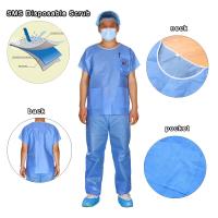 China One Time Use SMS Hospital Surgical Scrubs Fluid Resistant Disposable Scrubs Suit for sale