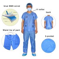 China One Time Use SMS Hospital Surgical Scrubs Fluid Resistant Disposable Scrubs Suit for sale
