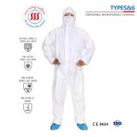 China White SF Microporous Type 5 6 Disposable Coveralls Waterproof For Automotive Work for sale