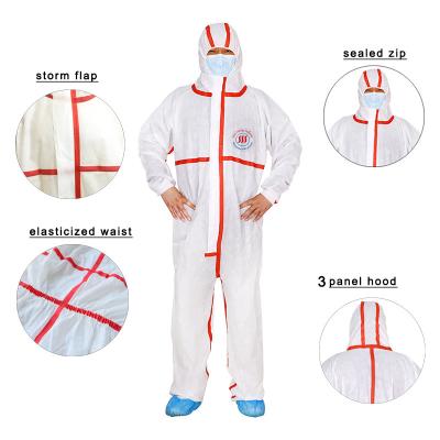 China ISO13982 Type 5 6 Disposable Coveralls One Time Use Polypropylene SMS Disposable Coverall for sale